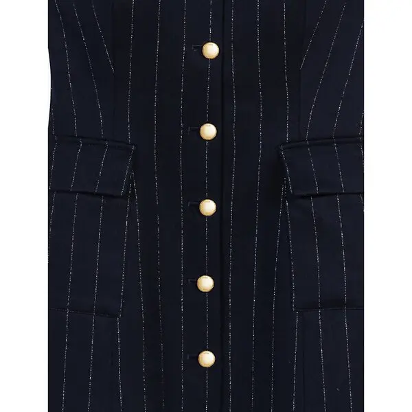 Maje Pinstriped V-neck Woven Mini Dress