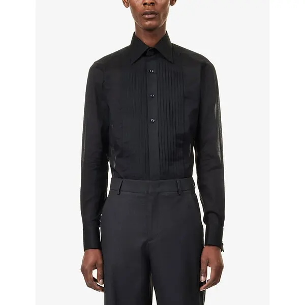 TOM FORD Slim-fit Cotton-voile Evening Shirt - Black