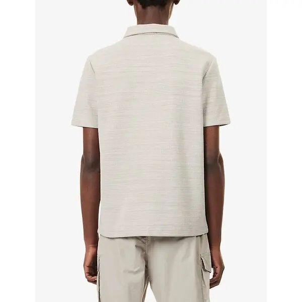 ARNE Cavour Textured Zip Woven Polo Shirt - Stone