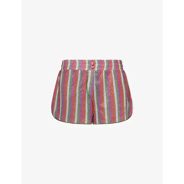 Oseree Lumiere Metallic Stretch-woven Shorts - Rose Multi