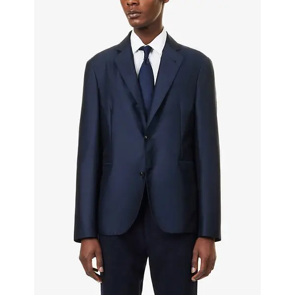 Emporio Armani Tropical Single-breasted Wool And Silk-blend Blazer