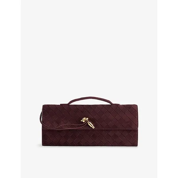 Bottega Veneta Andiamo Suede Clutch Bag - Deep Mahogany