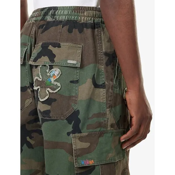 NAHMIAS Floral Embroidered Camouflage Cotton Cargo Shorts