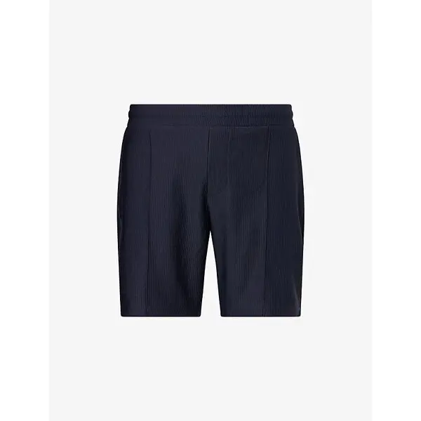 ARNE Pleated Slim-fit Woven Shorts - Navy
