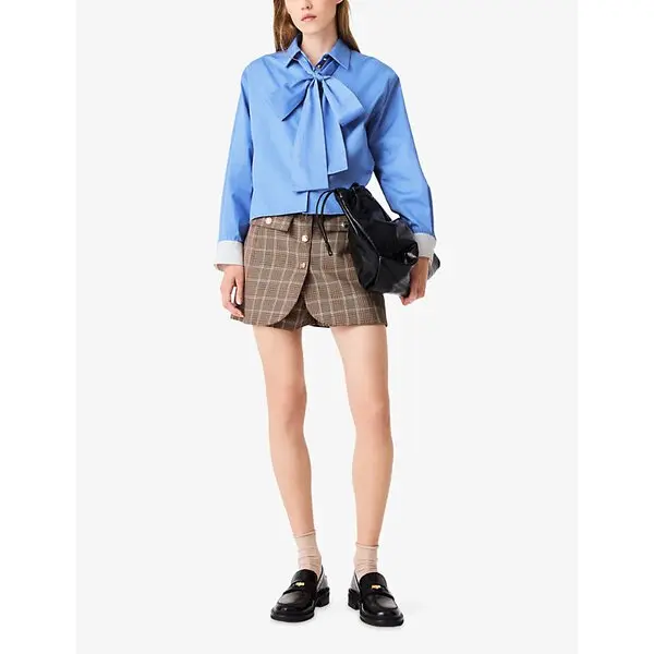 Maje Pussy-bow Long-sleeved Cotton Shirt