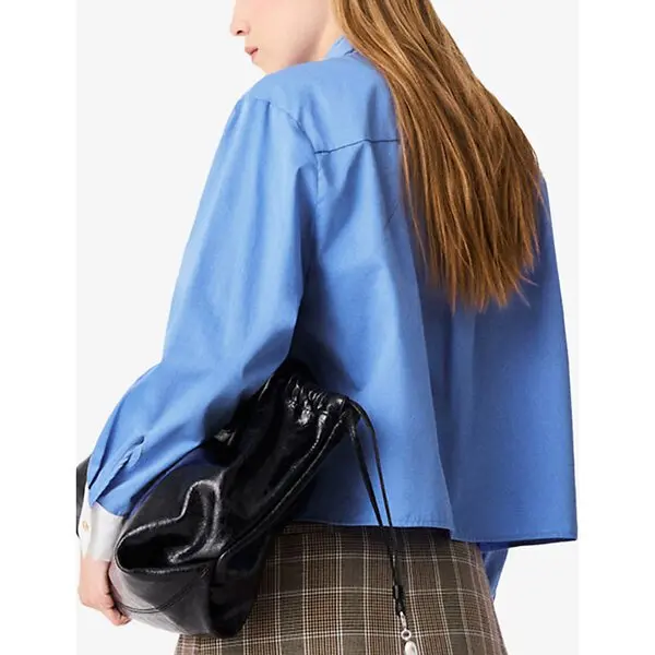 Maje Pussy-bow Long-sleeved Cotton Shirt