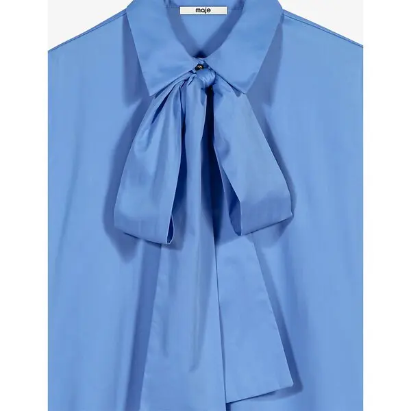Maje Pussy-bow Long-sleeved Cotton Shirt