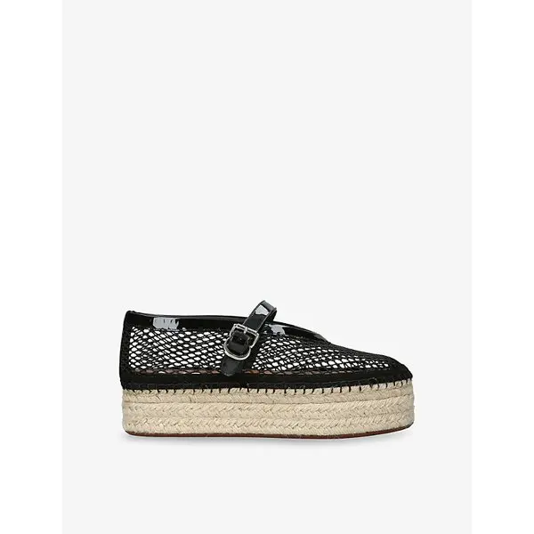 Alaïa Fishnet Mesh-leather Espadrilles - Black