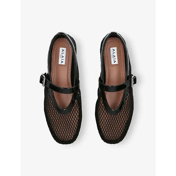 Alaïa Fishnet Mesh-leather Espadrilles