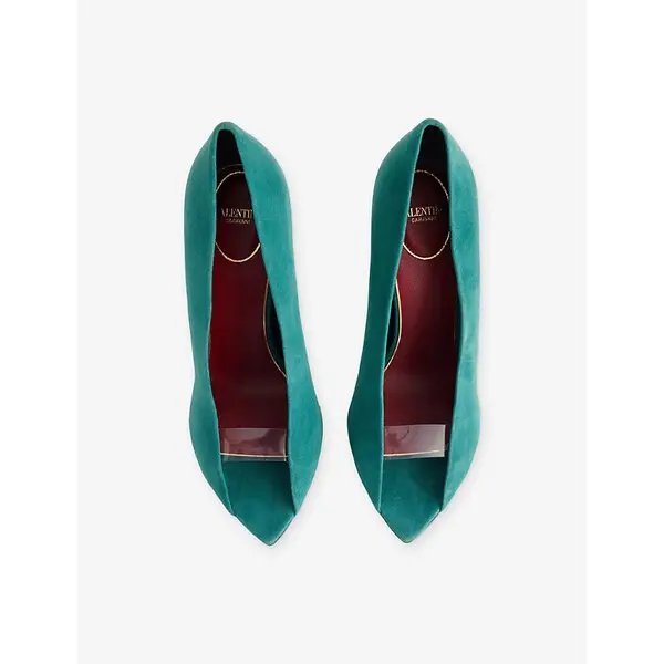 Valentino Garavani Révélé 105 Suede Pumps - Teal