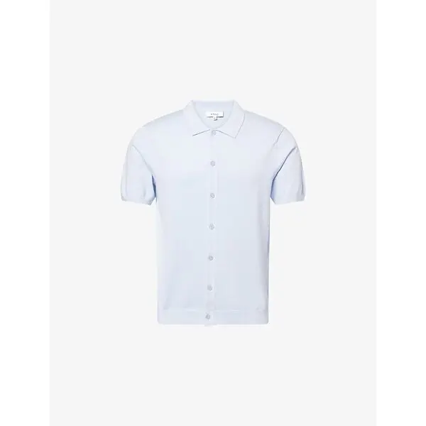 ARNE Short-sleeve Knitted Cotton Shirt - Light Blue