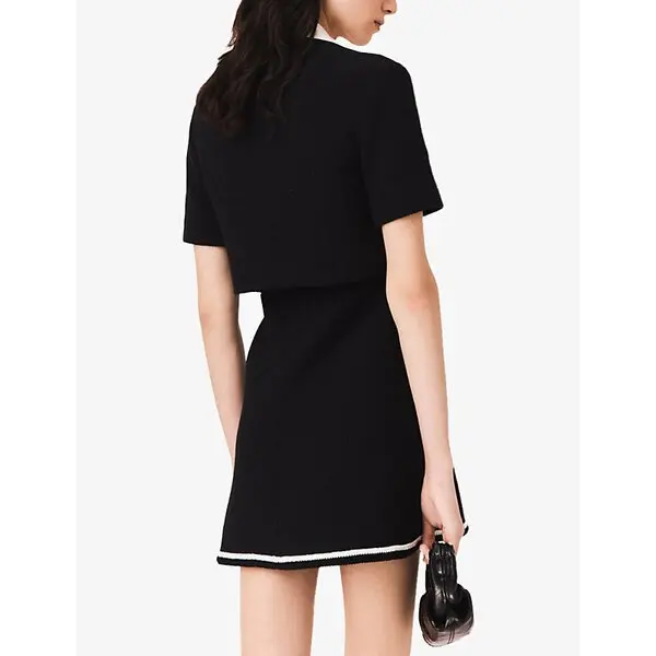 Maje Two-in-one Tweed Cotton-blend Mini Dress