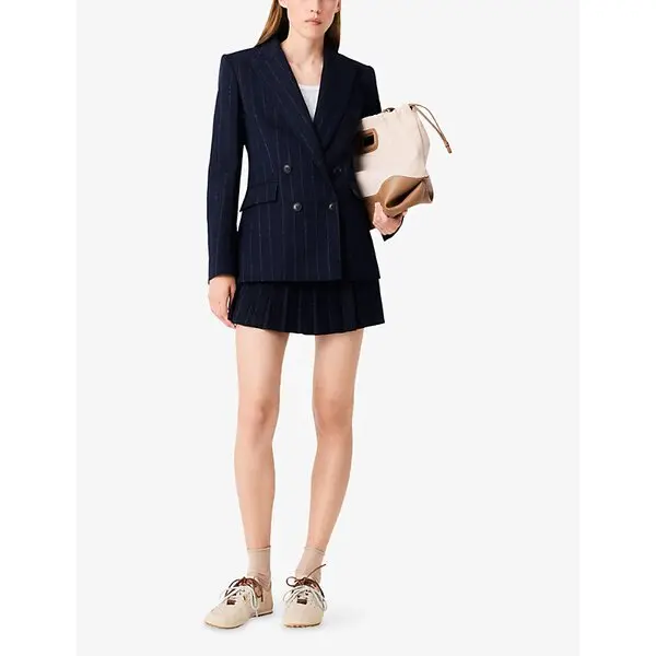 Maje Pinstriped Double-breasted Woven Blazer