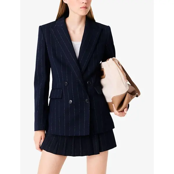 Maje Pinstriped Double-breasted Woven Blazer