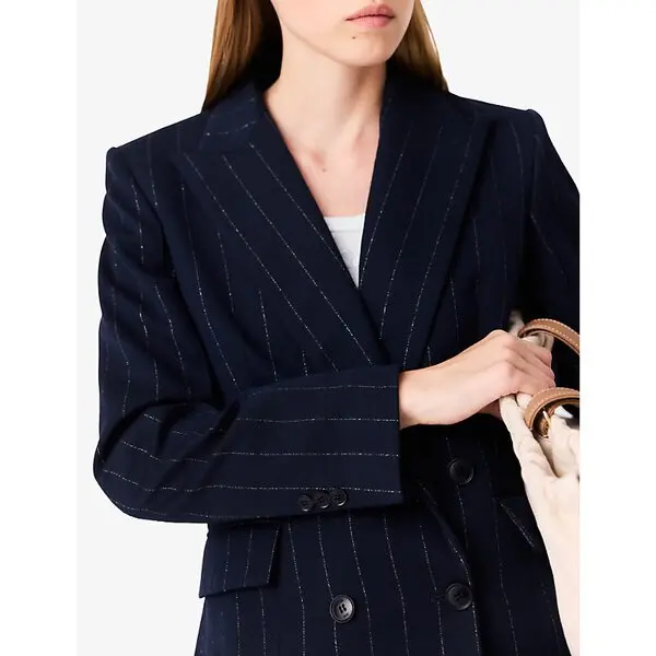 Maje Pinstriped Double-breasted Woven Blazer