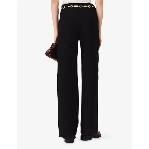 Maje Straight-leg High-rise Tweed Cotton-blend Trousers