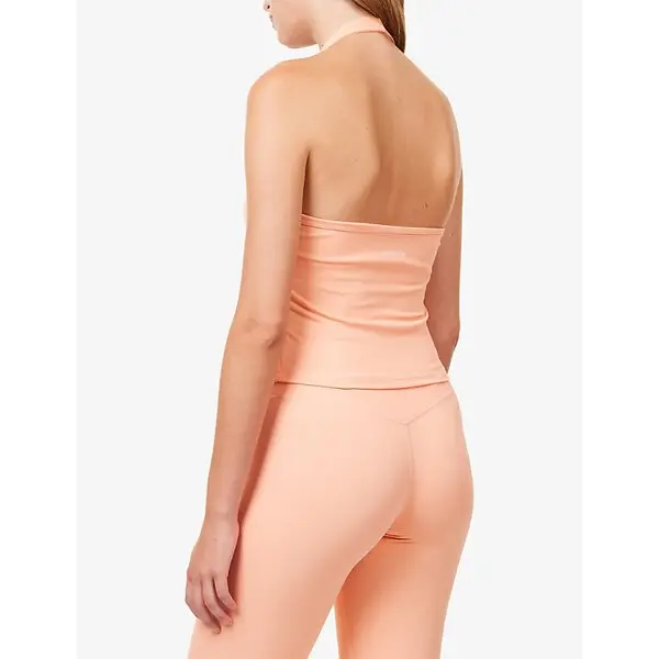 SISTERLY TRIBE Halterneck Logo Stretch-jersey Top
