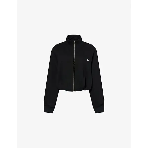 THE COUTURE CLUB Funnel Neck Balloon Hem Cotton Jacket - Black