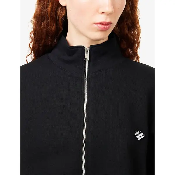 THE COUTURE CLUB Funnel Neck Balloon Hem Cotton Jacket - Black