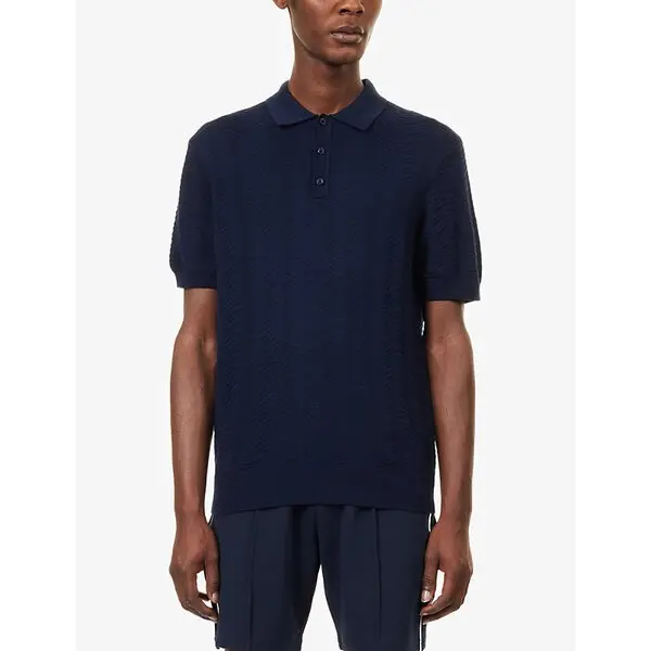 ARNE Arles Wave Textured Woven Polo Shirt