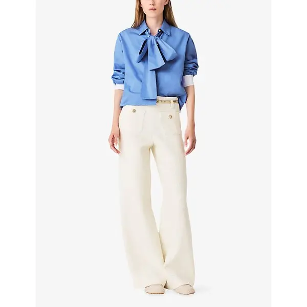 Maje High-rise Straight-leg Tweed Cotton-blend Trousers