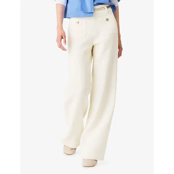 Maje High-rise Straight-leg Tweed Cotton-blend Trousers