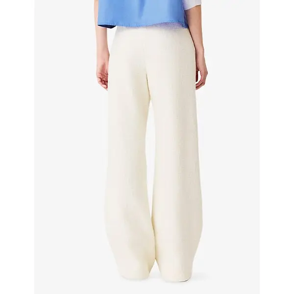 Maje High-rise Straight-leg Tweed Cotton-blend Trousers