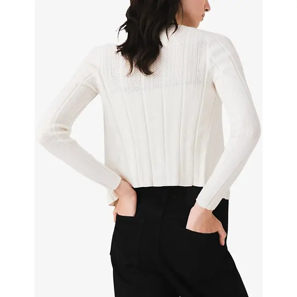 Maje Pointelle-knit Cotton-blend Vest And Cardigan Set - White