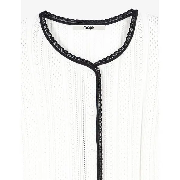 Maje Pointelle-knit Cotton-blend Vest And Cardigan Set - White