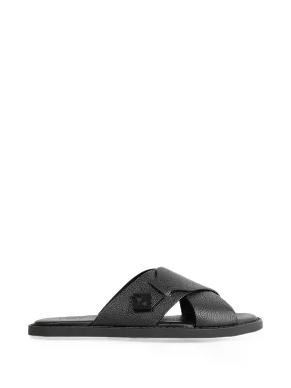 Fendi Ff Logo Crossover Strap Sandals - Black
