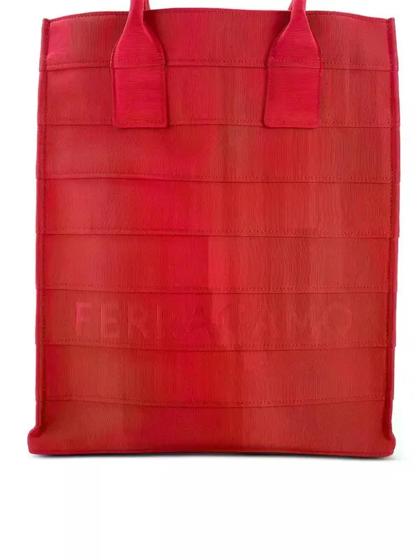 FERRAGAMO 2000s Ribbed Tote Bag - Red