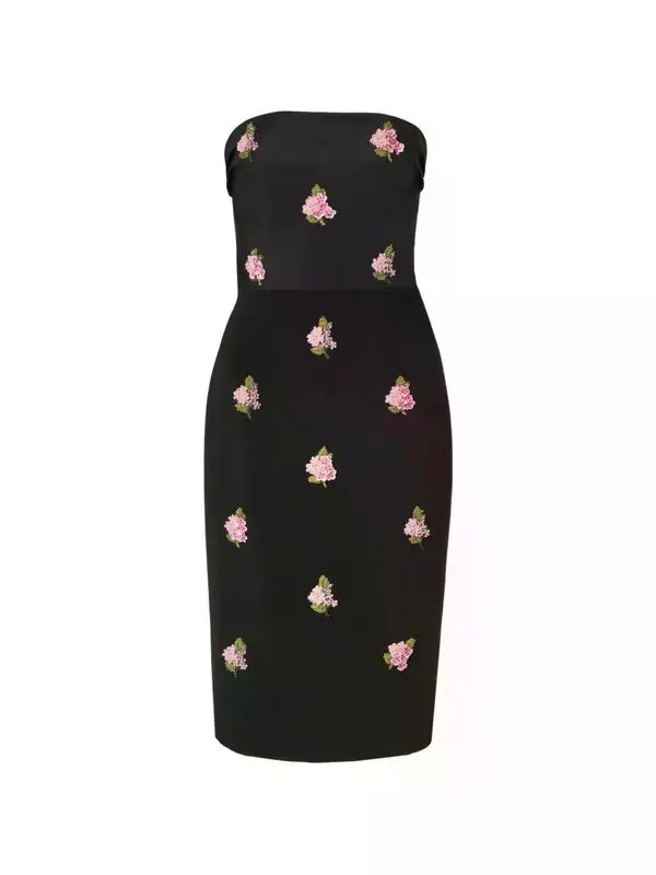 Carolina Herrera Floral-embroidered Strapless Dress - Black