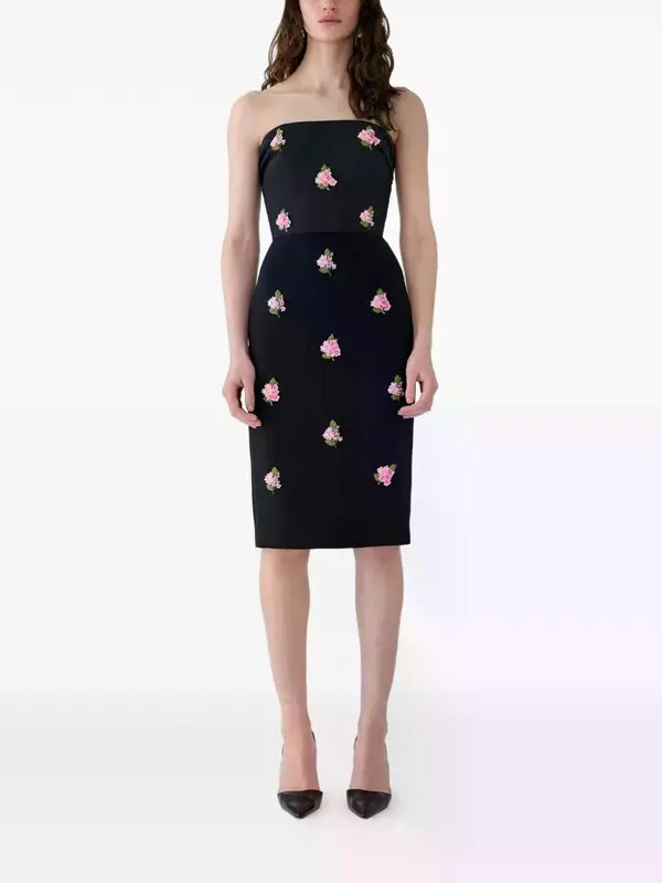 Carolina Herrera Strapless Floral Embroidered Dress