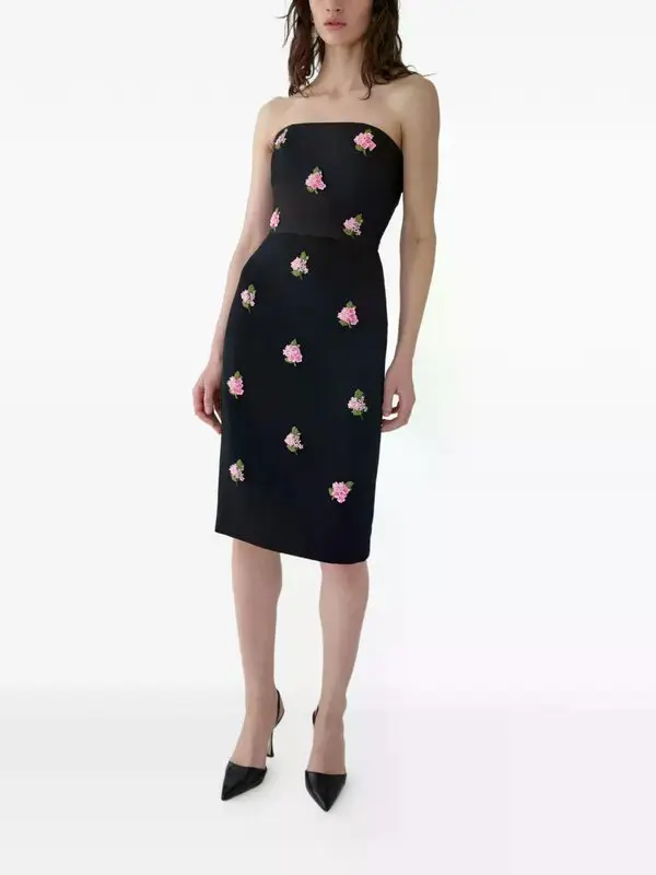 Carolina Herrera Strapless Floral Embroidered Dress