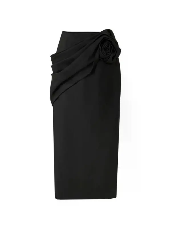 Carolina Herrera Rosette-detail Draped Midi Skirt - Black