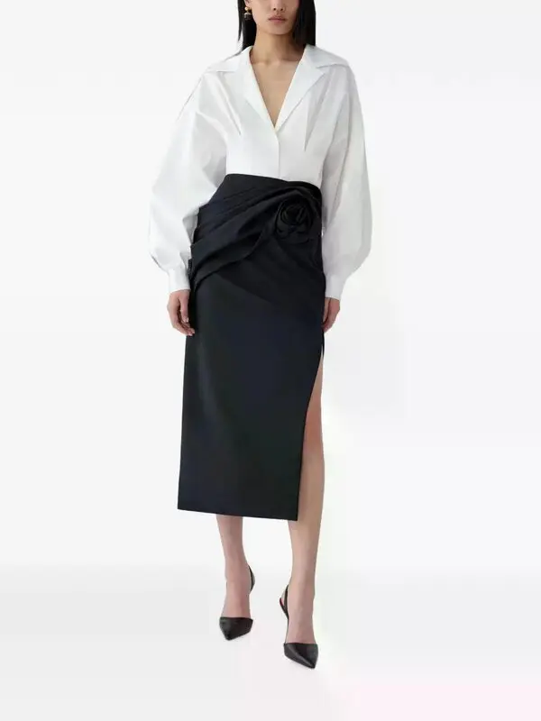 Carolina Herrera Rosette-detail Draped Midi Skirt