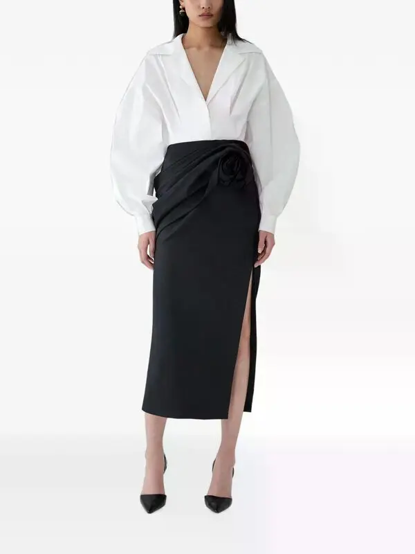 Carolina Herrera Rosette-detail Draped Midi Skirt