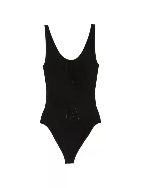 TOTEME Monogram Pointelle-knit Swimsuit - Black