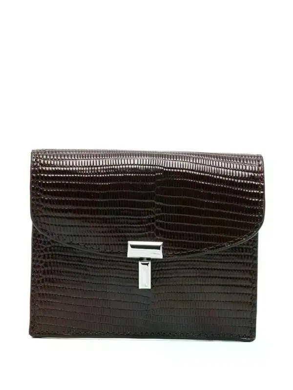 TOTEME T-lock Lizard-embossed Cardholder - Brown