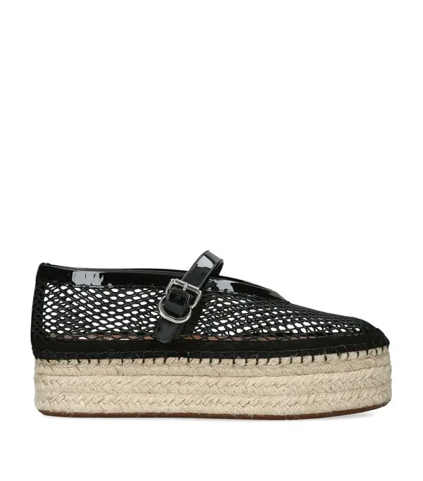Alaïa Patent Leather Mesh Espadrilles - Black