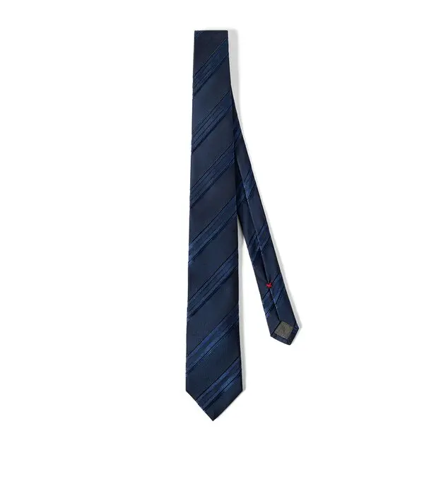 Brunello Cucinelli Silk Regimental Stripe Tie - Blue