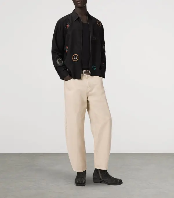 ALLSAINTS Embroidered Zip-up Shirt
