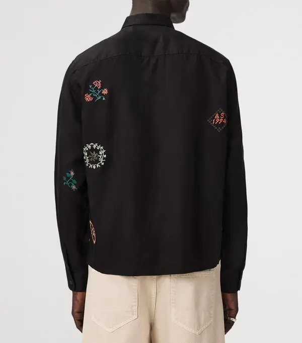 ALLSAINTS Embroidered Zip-up Shirt