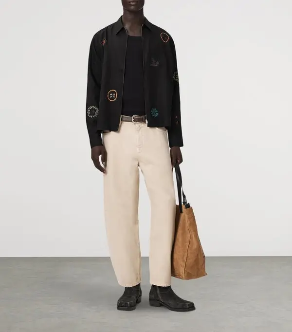 ALLSAINTS Embroidered Zip-up Shirt