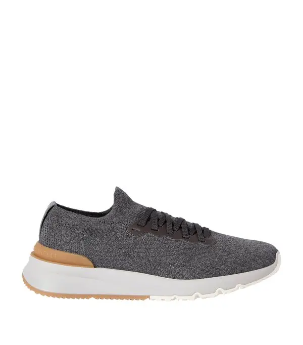 Brunello Cucinelli Chiné-knit T-sole Sneakers - Grey