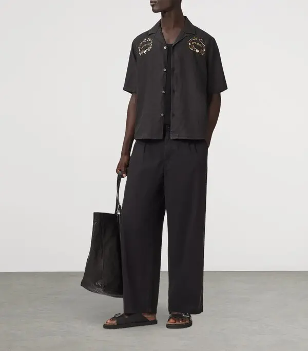 ALLSAINTS Linen Klavicle Bowling Shirt