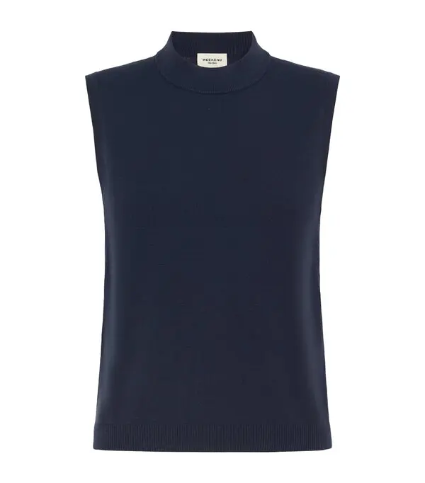 Max Mara Sleeveless High-neck Sweater - Navy