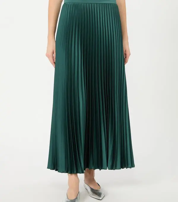 Max Mara Satin Pleated Maxi Skirt