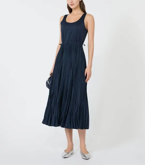 Max Mara Pleated Maxi Dress - Navy