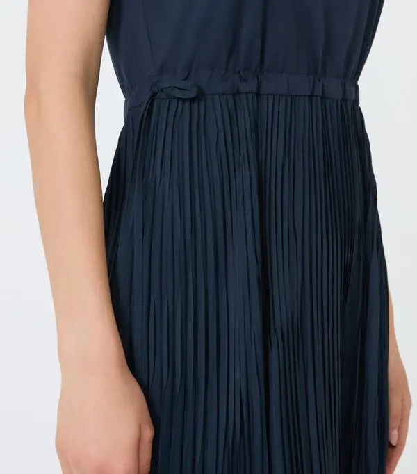 Max Mara Pleated Maxi Dress - Navy